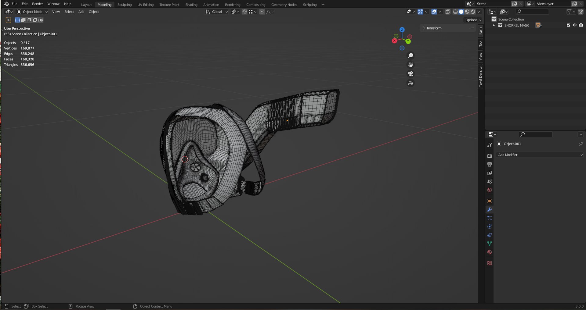 3D V3 Face Snorkel Mask Seafoam Model - TurboSquid 2245479