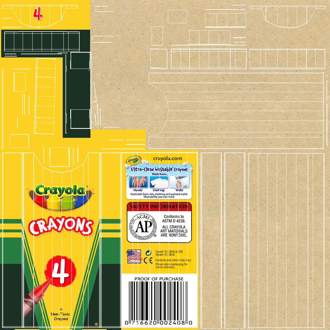 Crayola 4 Count Colored 3D Model - TurboSquid 1287007