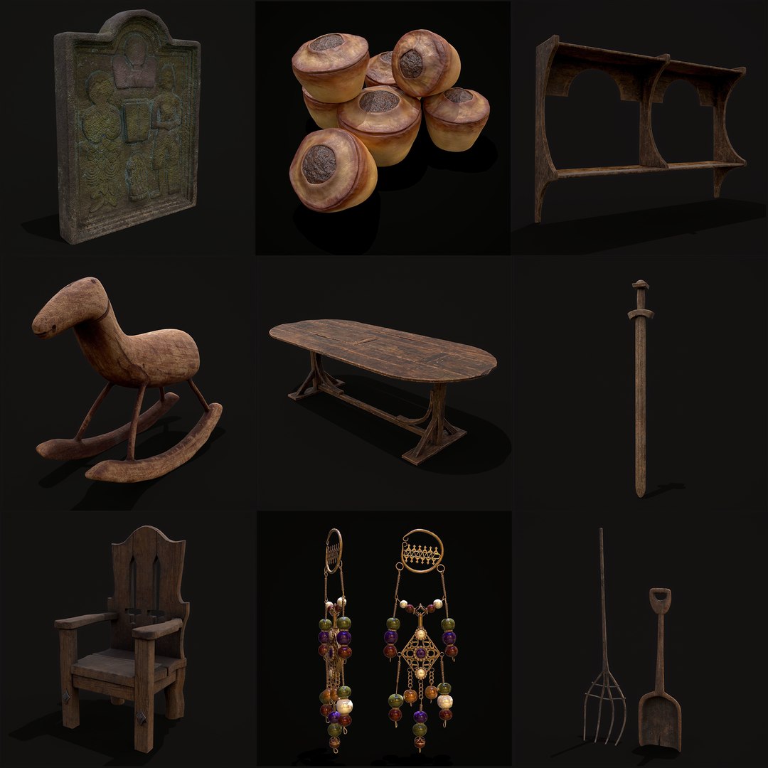Medieval Prop Mix Fourteen Model - TurboSquid 2036069