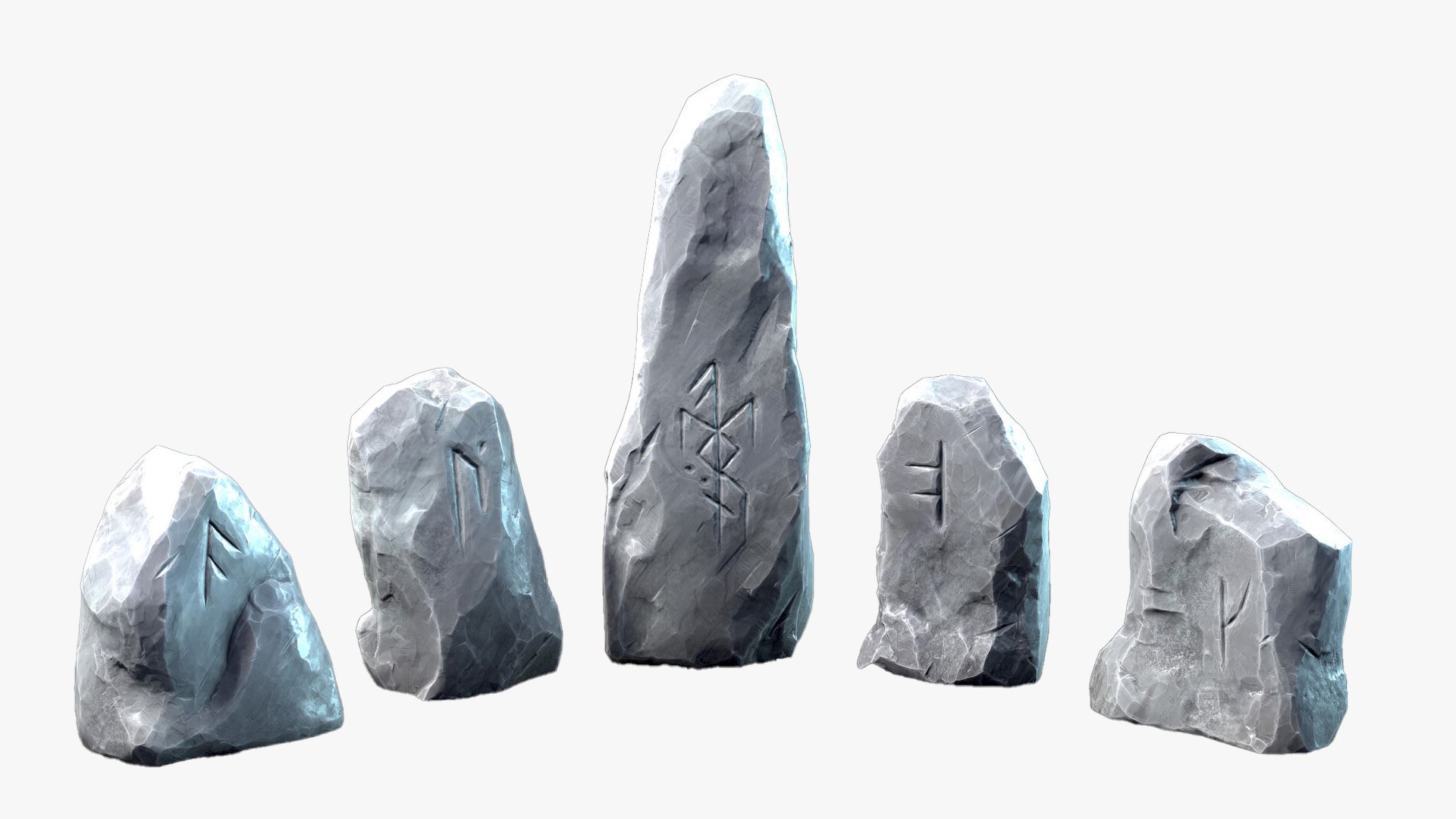 3D Model Stylized Runestones Pack Low-poly Mossy - TurboSquid 2180404