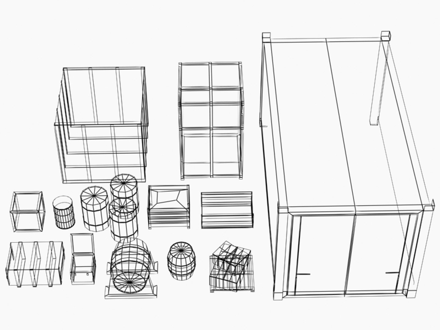 Industrial Boxes Crates Contains 3d C4d