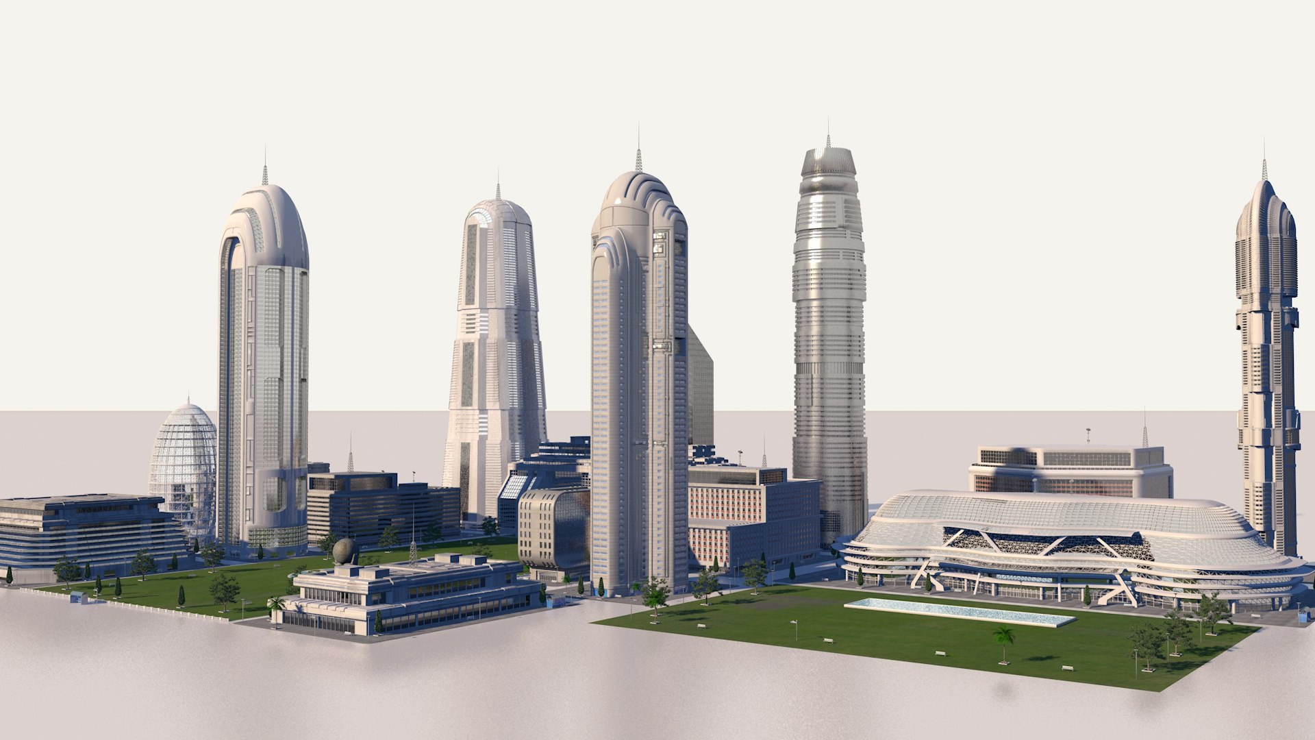 Pack Futuristic Buildings 3D - TurboSquid 1335288