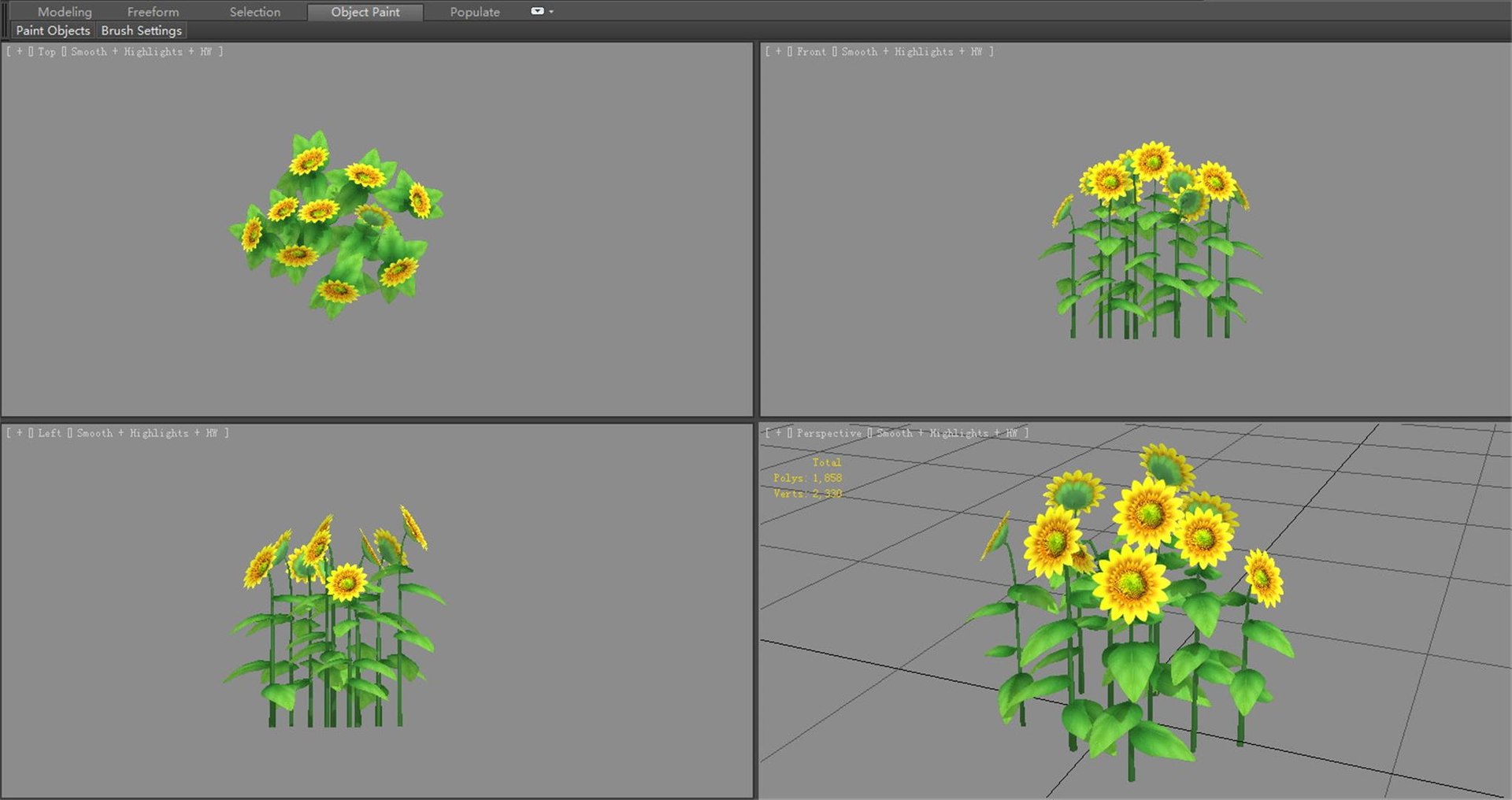 3D Cartoon Sunflower Plants - TurboSquid 2258066