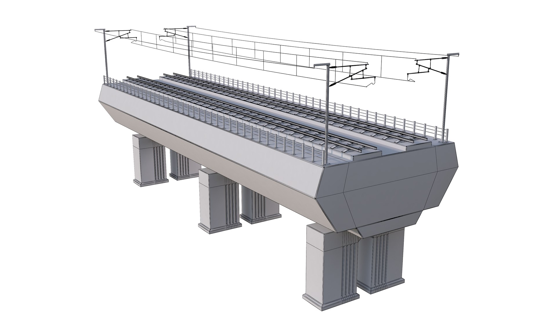 High Speed Rail Bridge Section 3D Model - TurboSquid 1991745