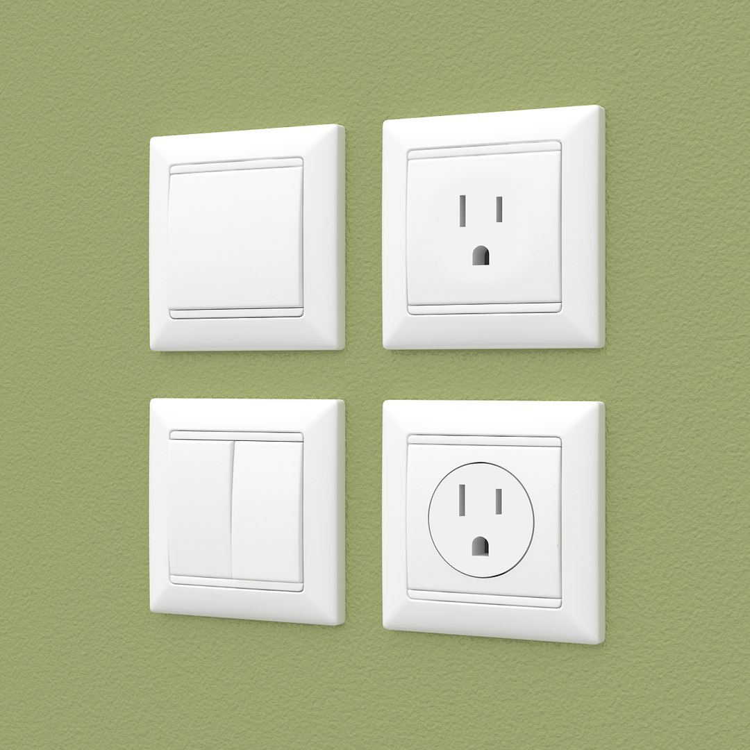 3d Wall Switches Sockets Model