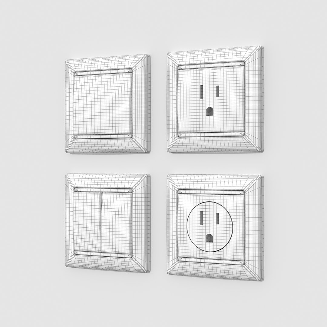 3d Wall Switches Sockets Model