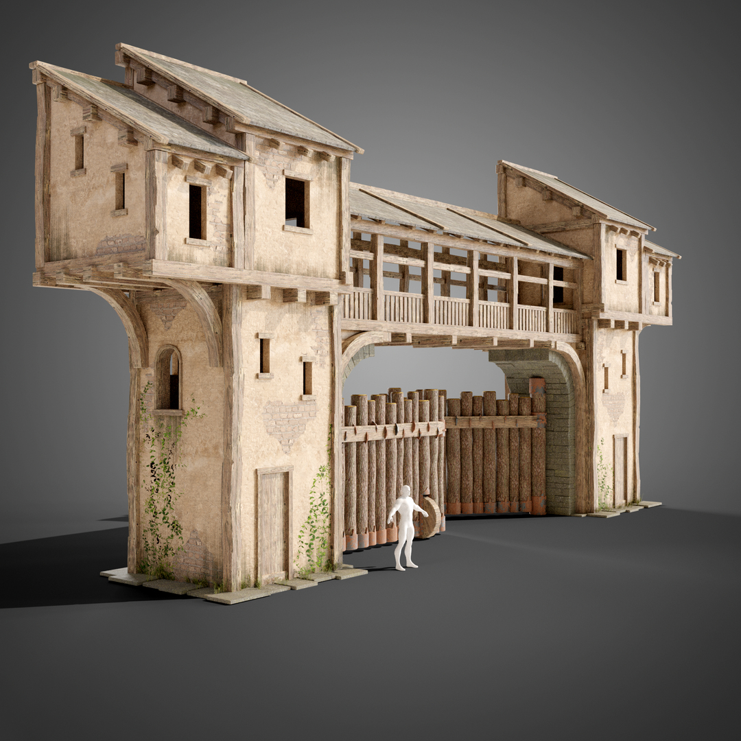 Medieval wall gate model - TurboSquid 1699710
