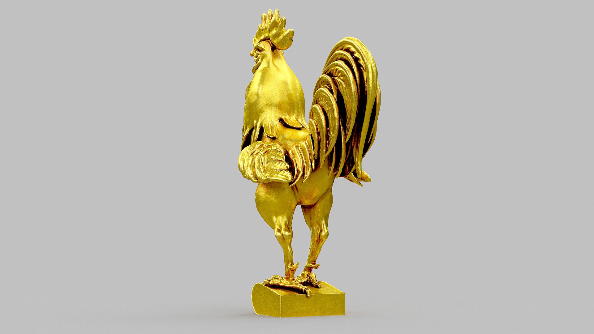 3D Gold Rooster Statue - TurboSquid 1559273