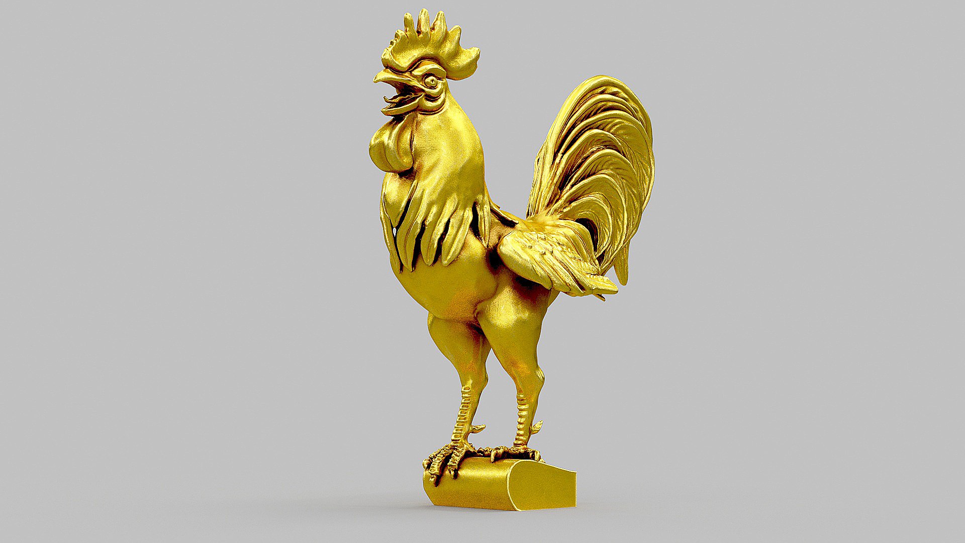 3D Gold Rooster Statue - TurboSquid 1559273