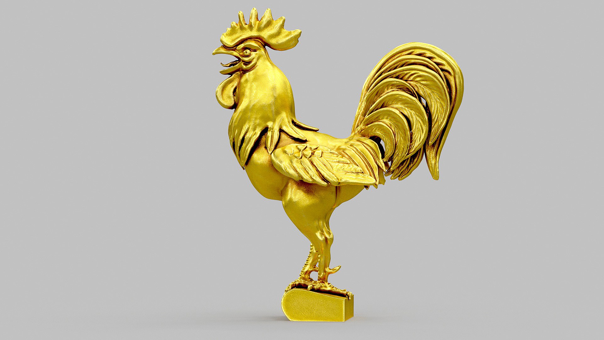 3D Gold Rooster Statue - TurboSquid 1559273