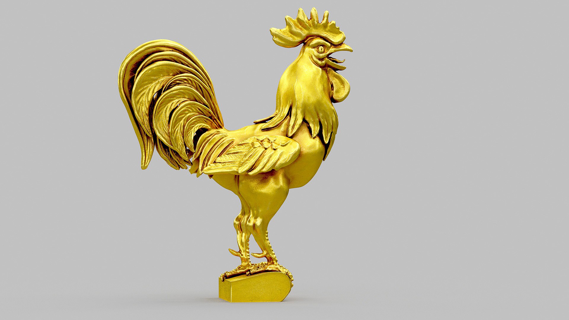3D Gold Rooster Statue - TurboSquid 1559273
