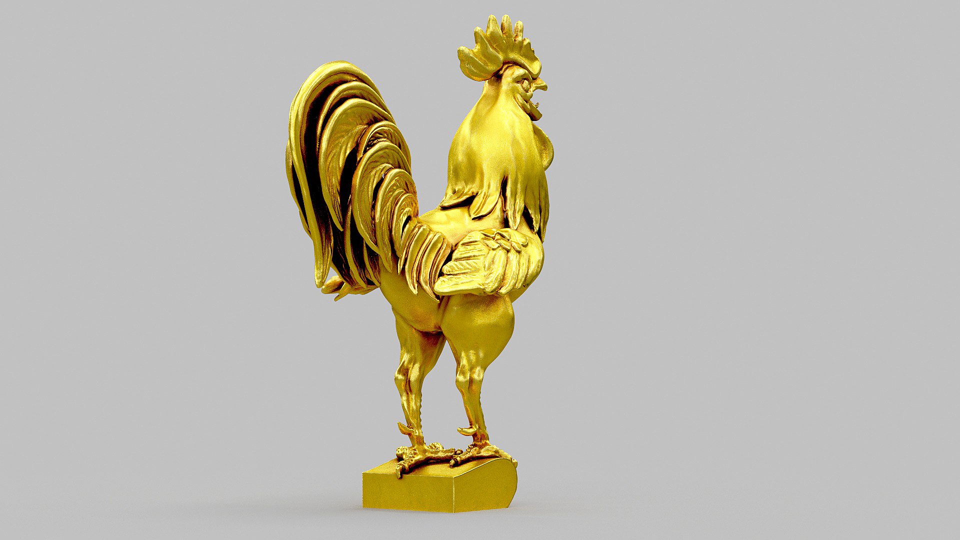 3D Gold Rooster Statue - TurboSquid 1559273