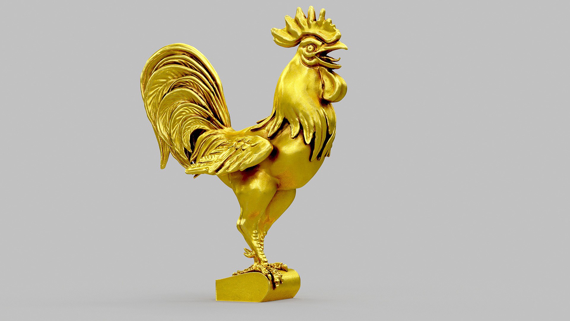 3D Gold Rooster Statue - TurboSquid 1559273
