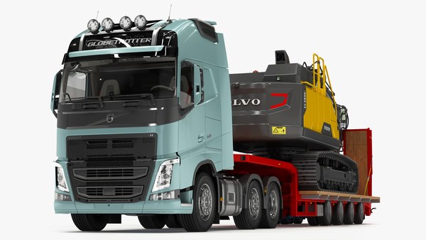 modelo 3d VolvoFHRemolque LowboyExcavadoramaxVray - TurboSquid 2325392