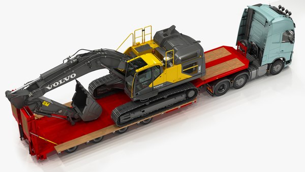 modelo 3d VolvoFHRemolque LowboyExcavadoramaxVray - TurboSquid 2325392