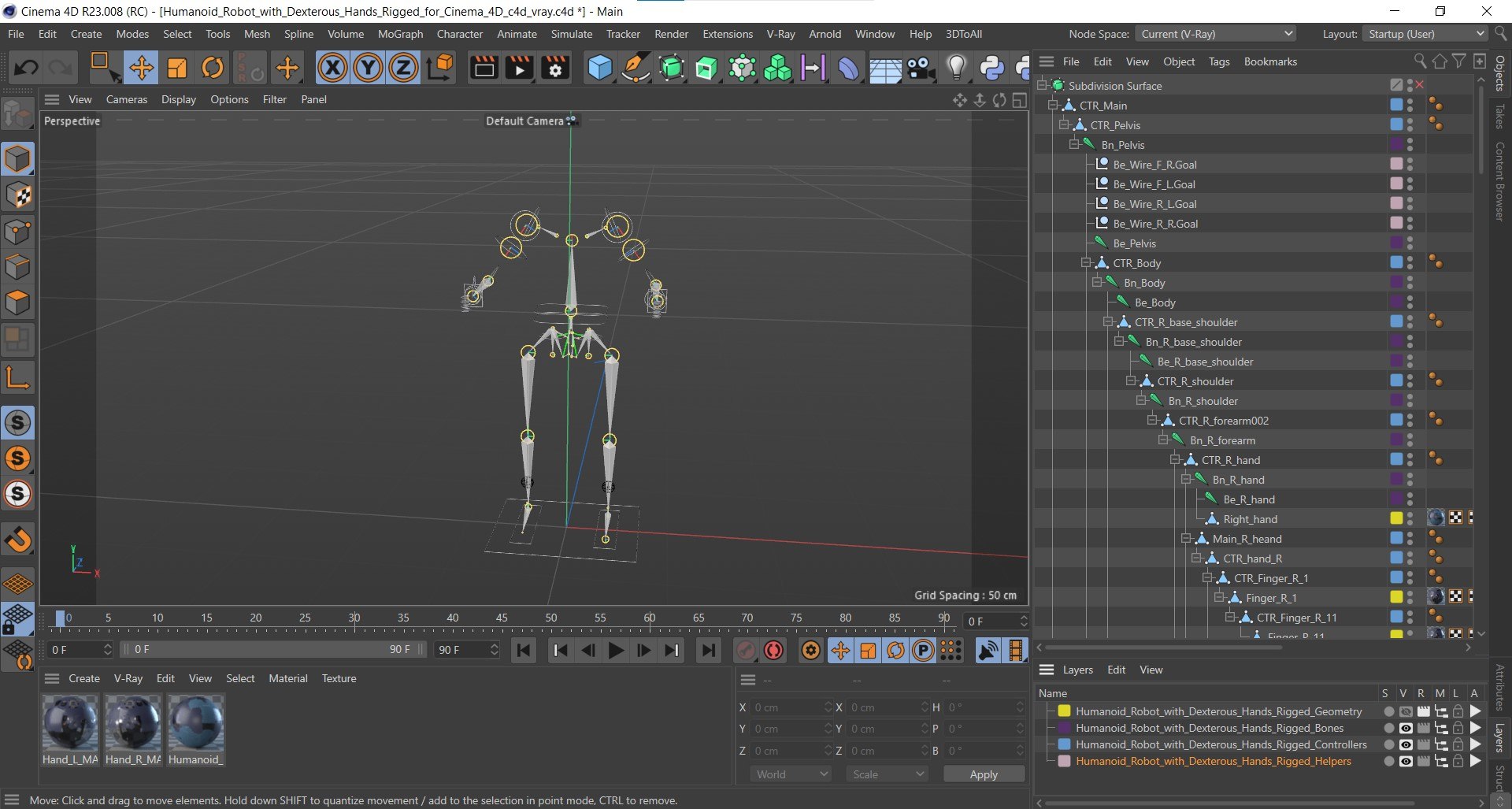 3D Humanoid Robot With Dexterous Hands Rigged For Cinema 4D ...