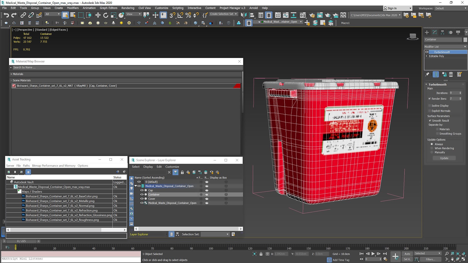 3D Medical Waste Disposal Container Open Model - TurboSquid 2319927