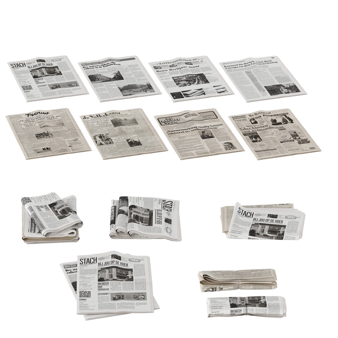 Folded Stack Newspaper Model - TurboSquid 1558622