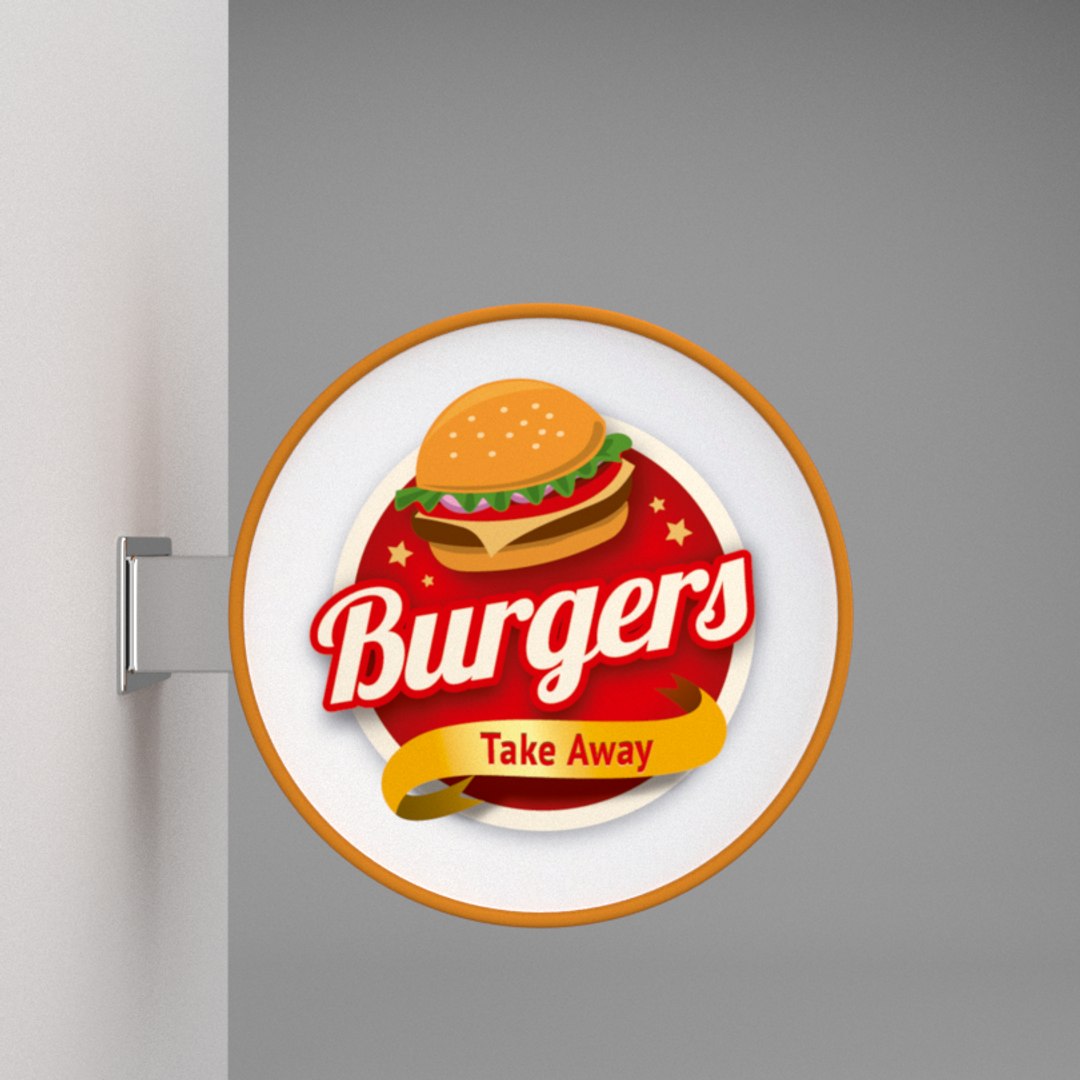 3d wall signboard burger