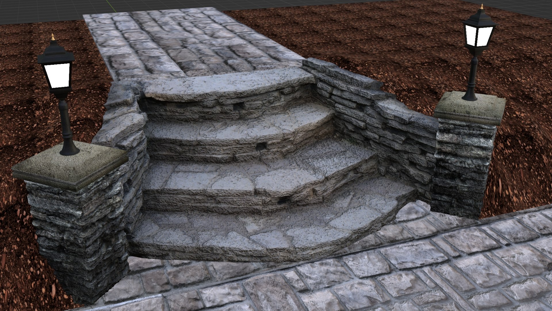 Flagstone Entrance Stairs 3D - TurboSquid 1963629