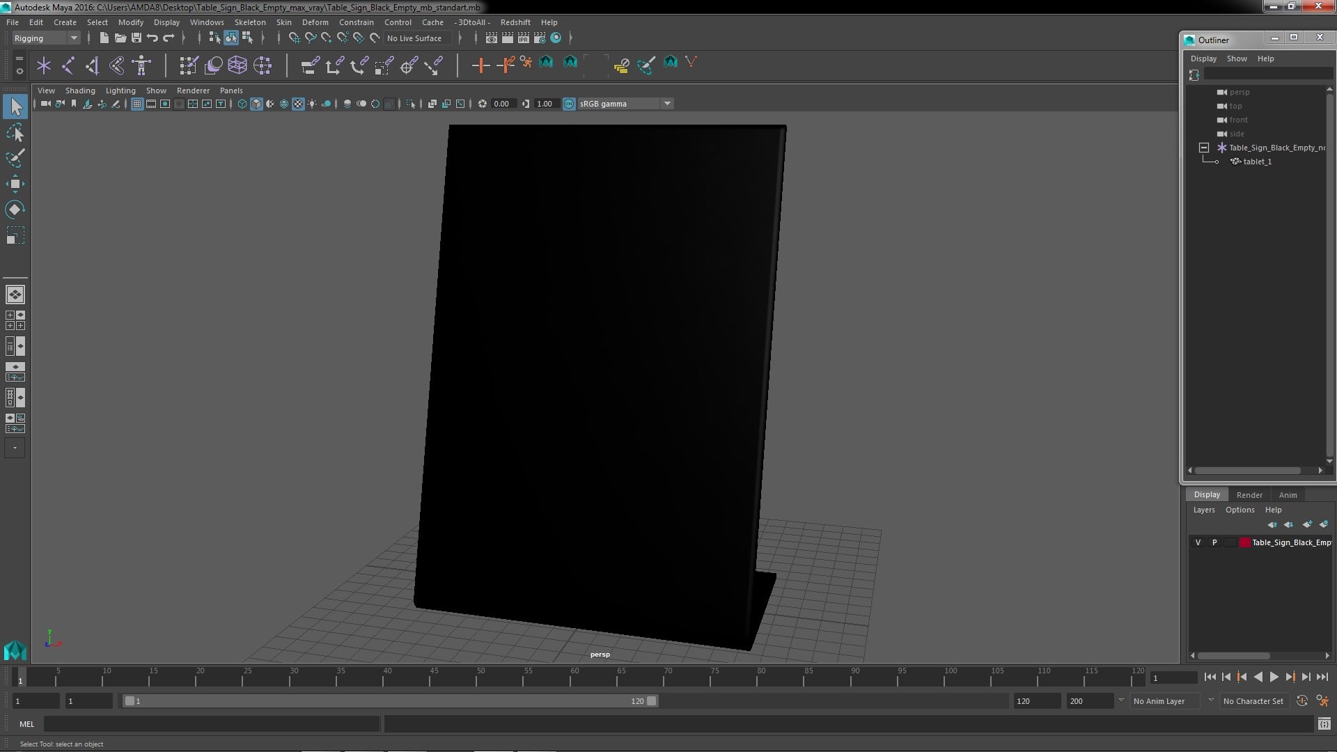 3D Table Sign Black Empty model - TurboSquid 2139380