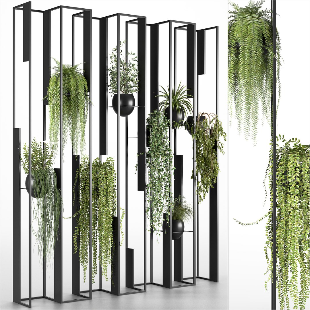 3D Iron Partition With Plants Corona - TurboSquid 2003349