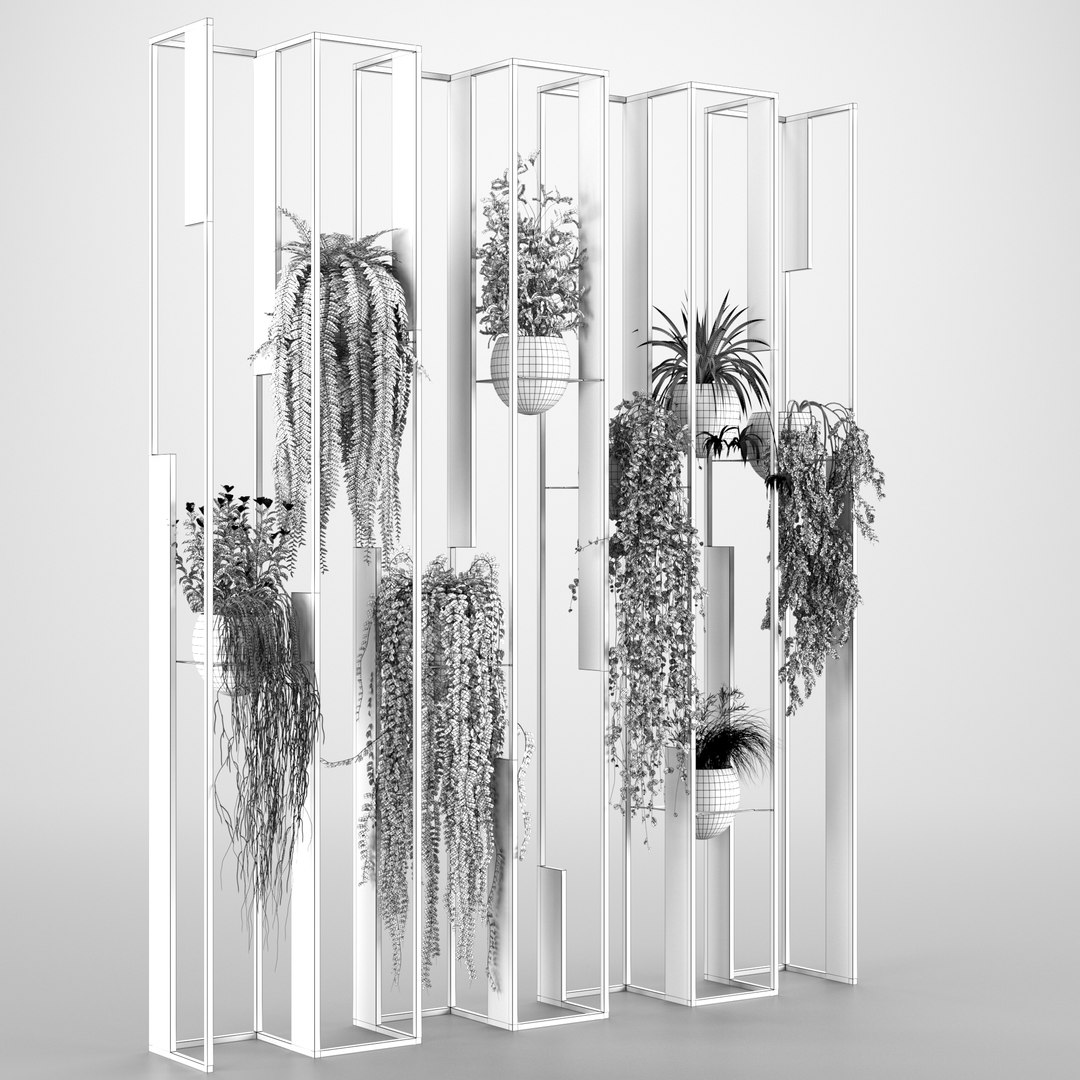 3D Iron Partition With Plants Corona - TurboSquid 2003349
