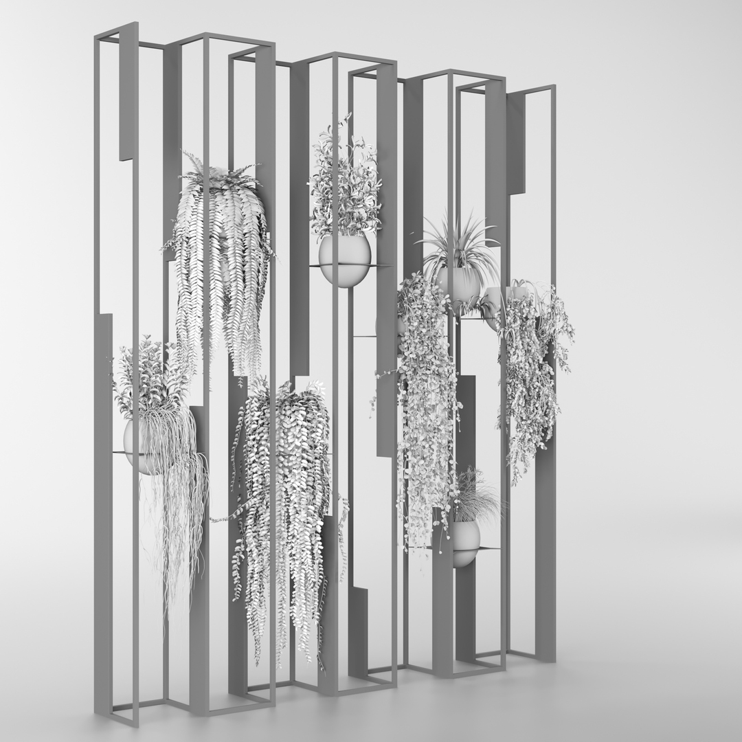 3D Iron Partition With Plants Corona - TurboSquid 2003349