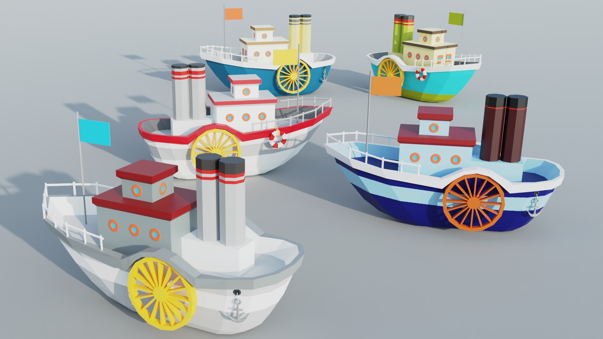 A Collection Of Low Poly Steamers 3D Model - TurboSquid 2039544
