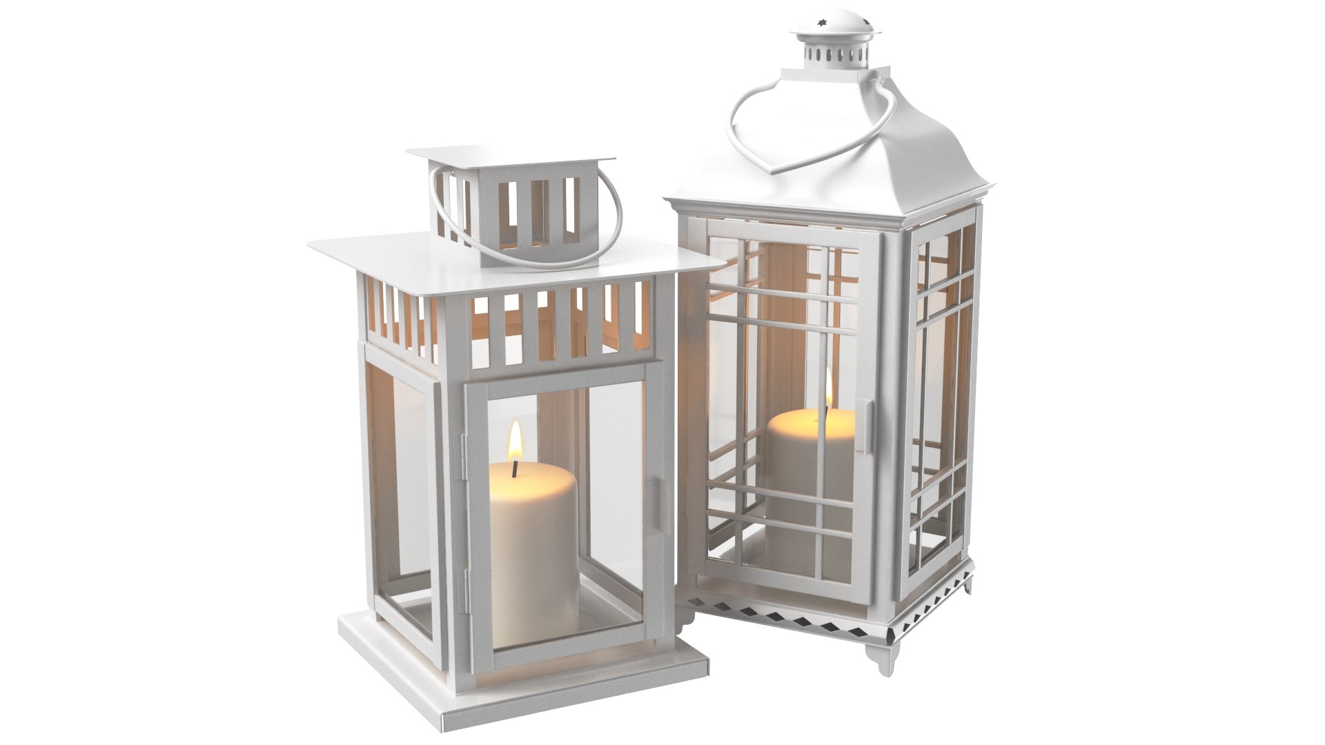 Two Candle Lantern White 3D model - TurboSquid 1961978