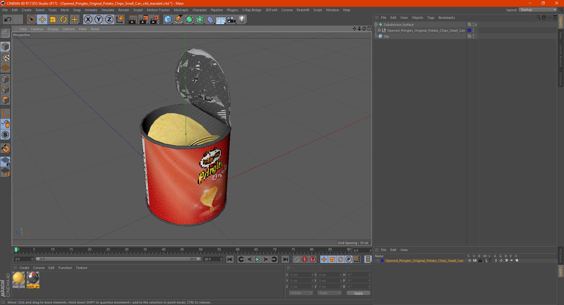 3D Open Pringles Original Potato Chips Small Can - TurboSquid 1796859