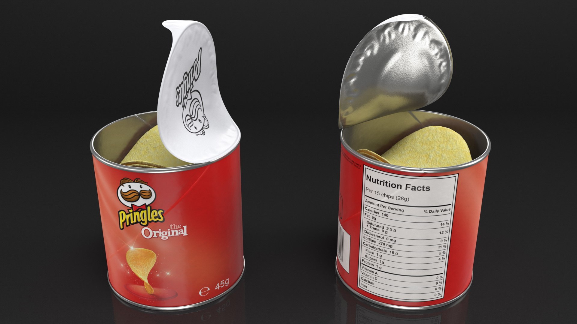 3D Open Pringles Original Potato Chips Small Can - TurboSquid 1796859
