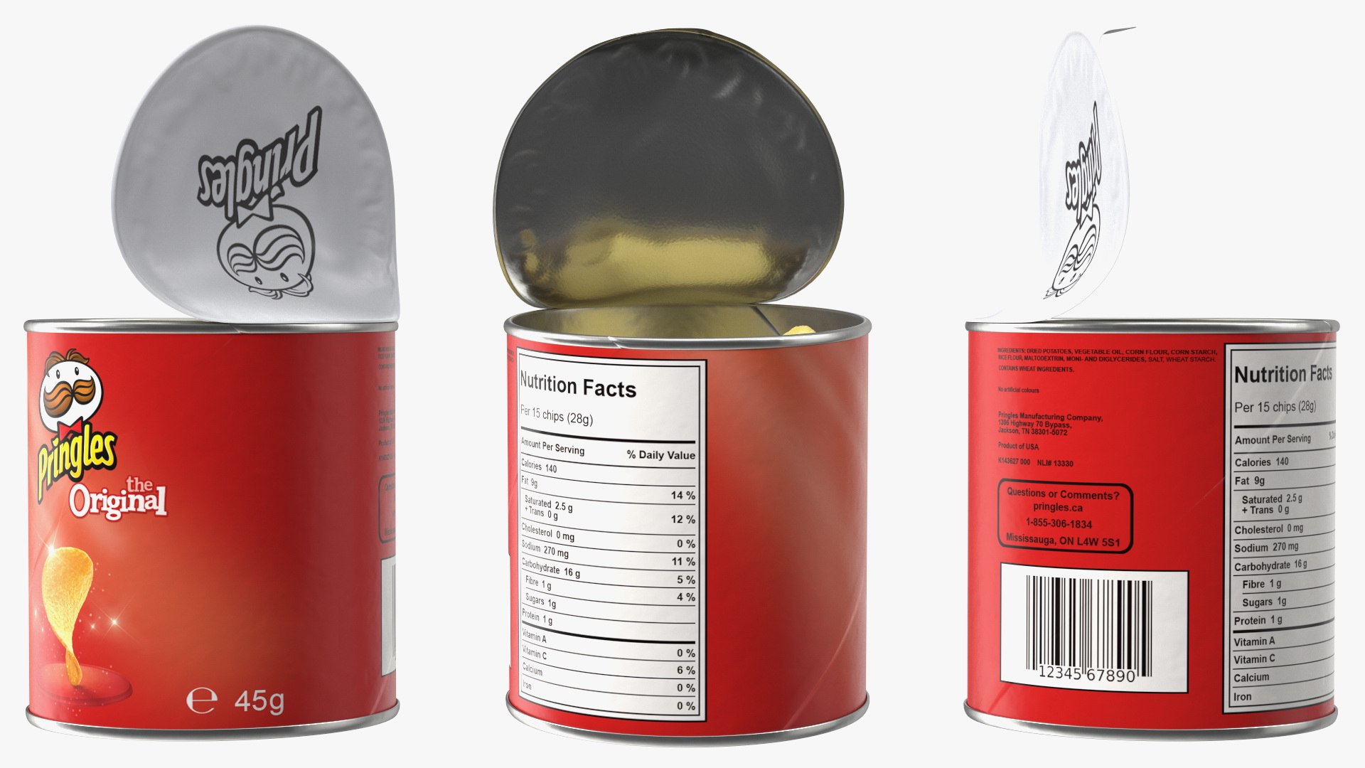 3D Open Pringles Original Potato Chips Small Can - TurboSquid 1796859