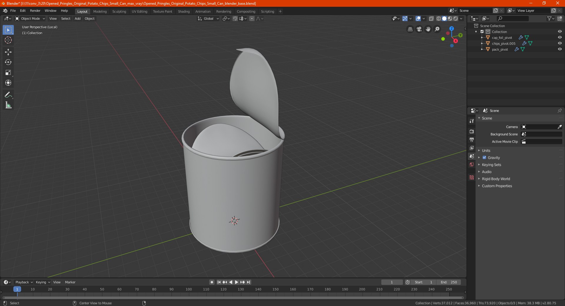 3D Open Pringles Original Potato Chips Small Can - TurboSquid 1796859