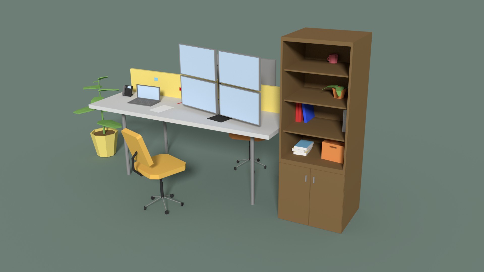 3D cartoony office desk model - TurboSquid 1195816