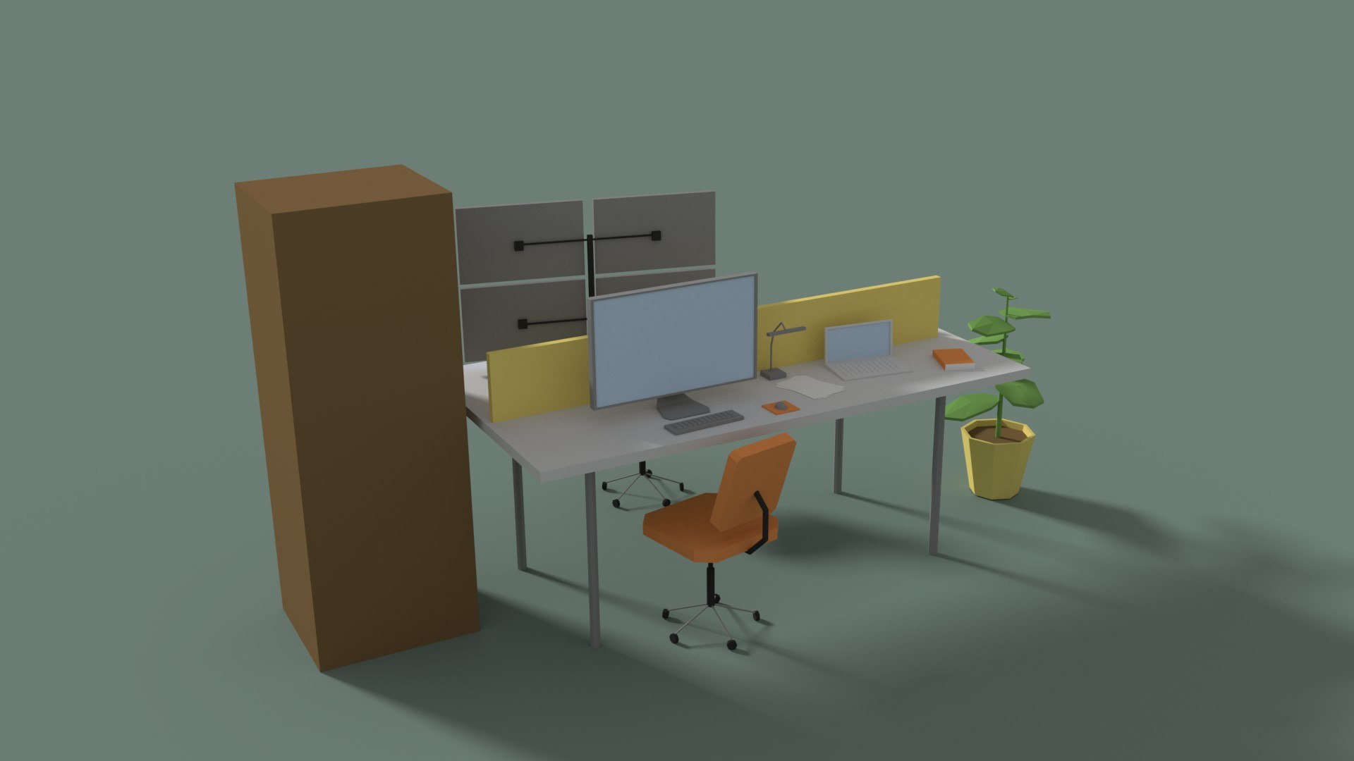 3D cartoony office desk model - TurboSquid 1195816