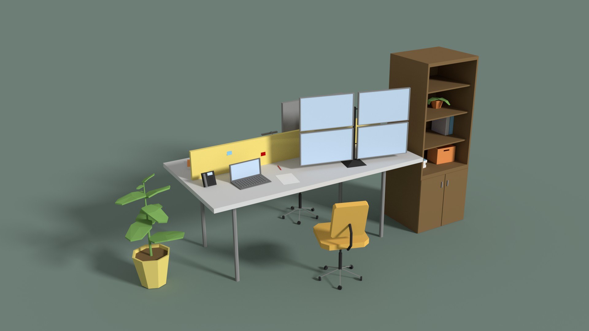 3D cartoony office desk model - TurboSquid 1195816