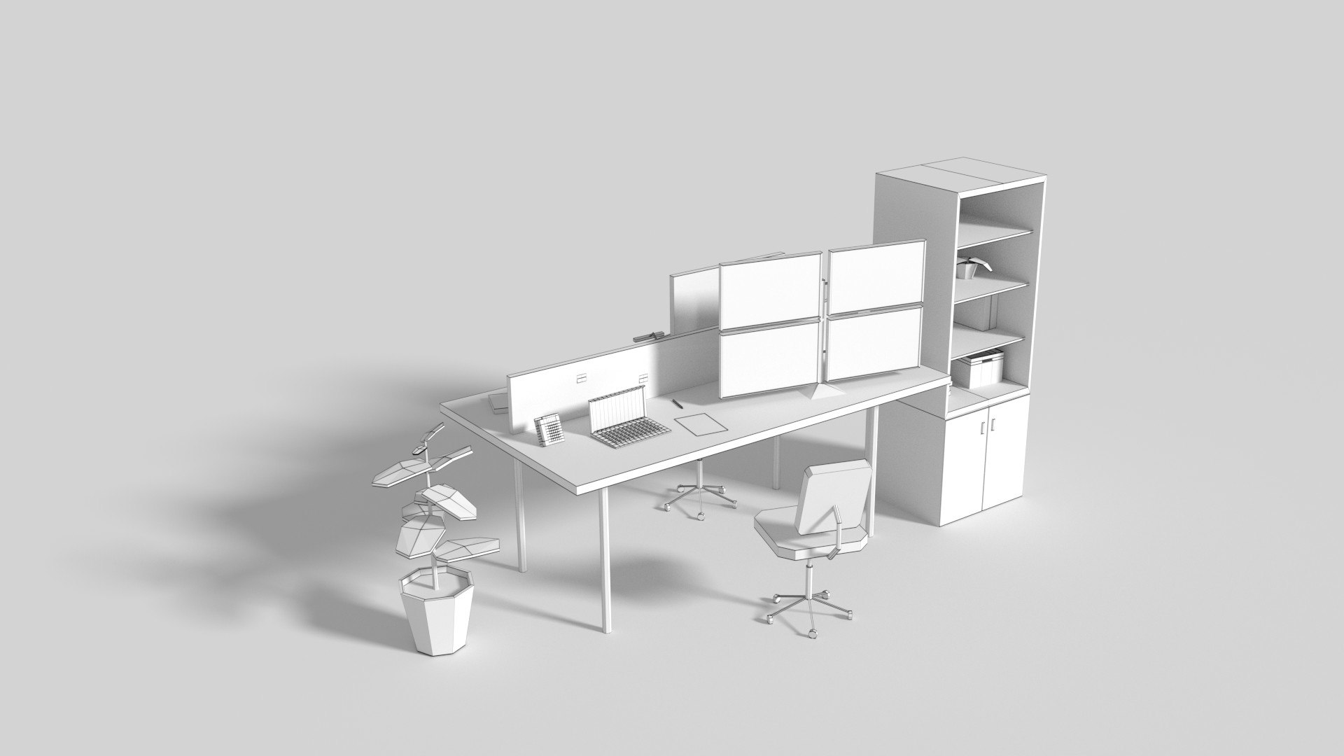 3D cartoony office desk model - TurboSquid 1195816