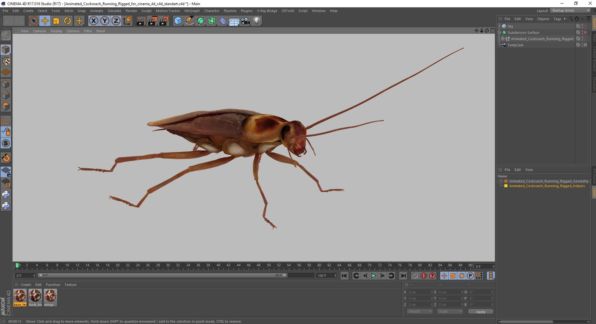 Animated Cockroach Running Rigged for Cinema 4D 3D model - TurboSquid ...