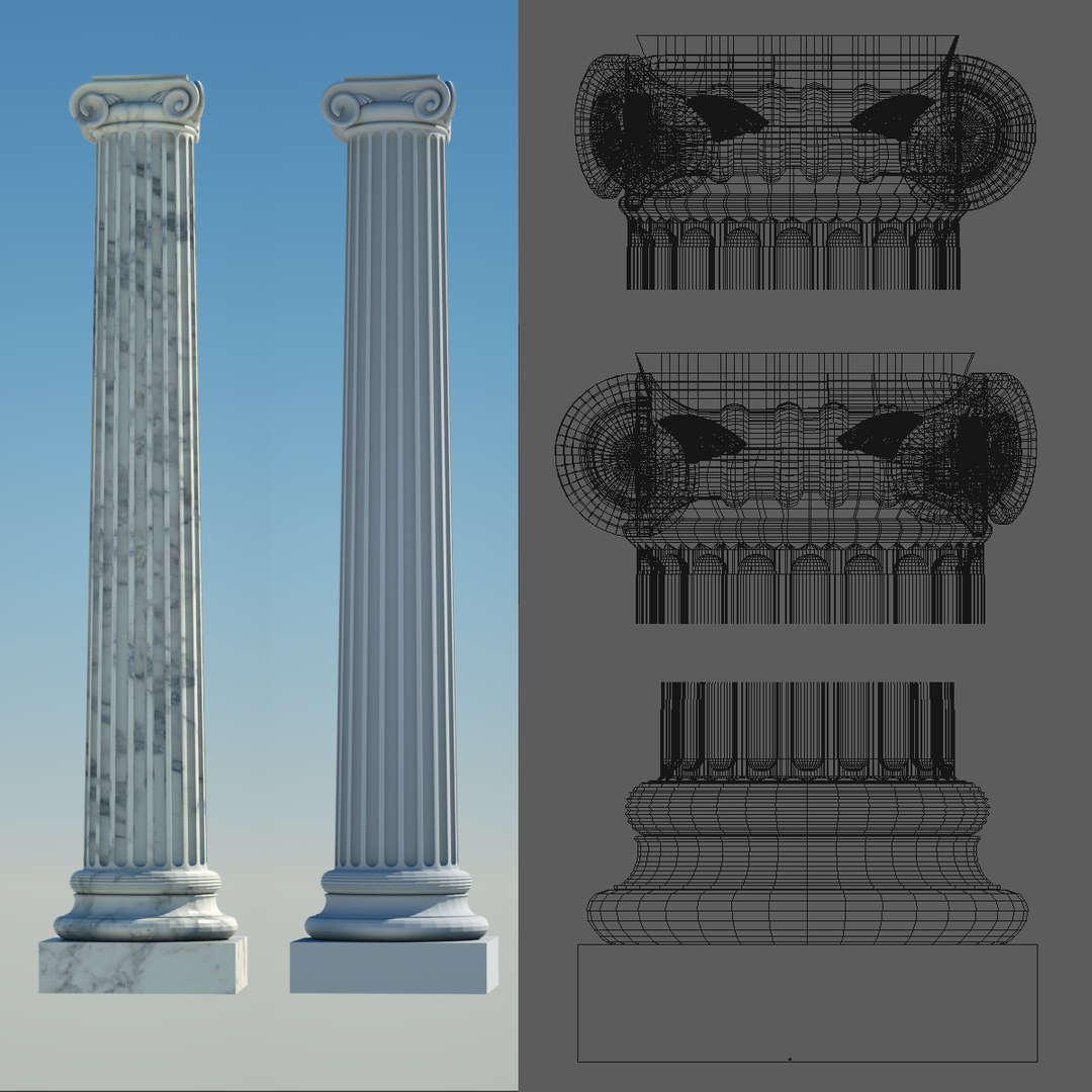 3d Model Greek Column 4 Ionic