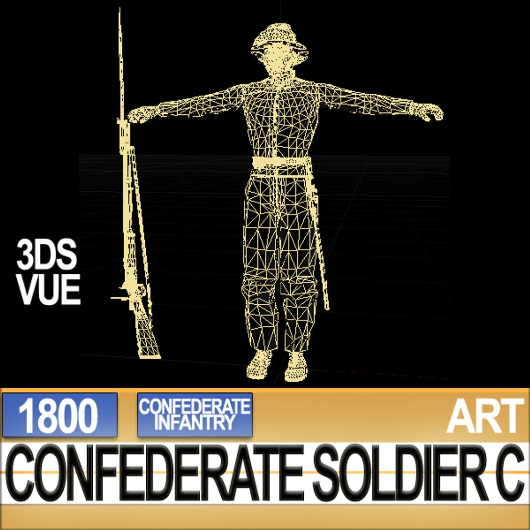 3d Civil War Confederate Soldier Model