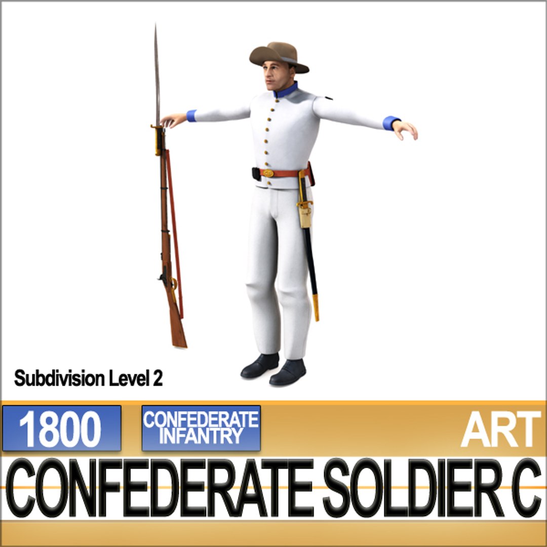 3d Civil War Confederate Soldier Model