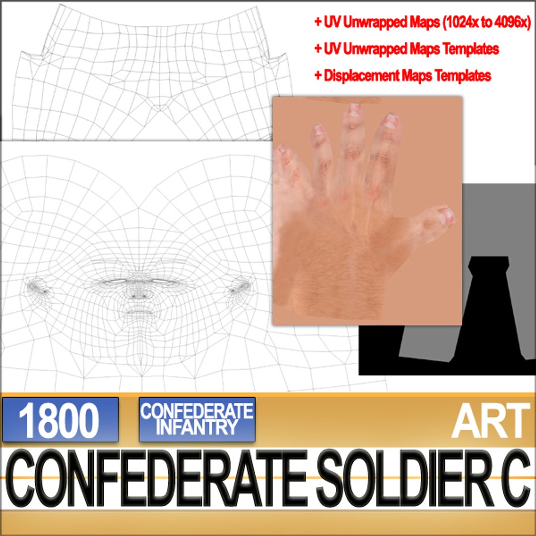 3d Civil War Confederate Soldier Model