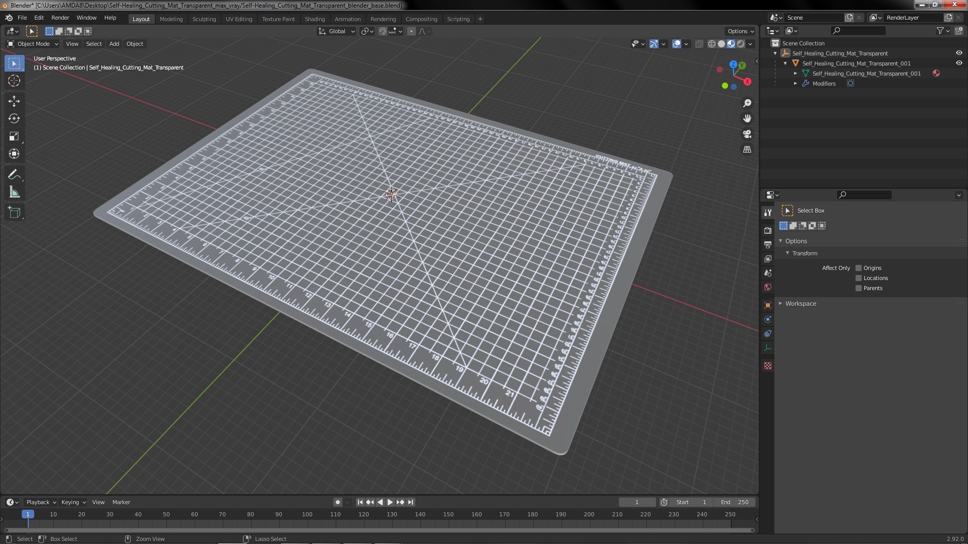 Self-Healing Cutting Mat Transparent model - TurboSquid 1984142