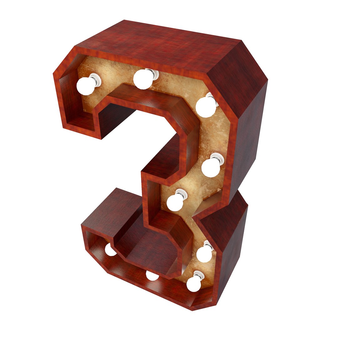 Marquee Number Three Wooden Led Glow Sign 3dmodel 3D - TurboSquid 1973430