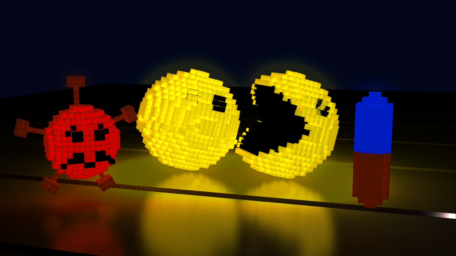 pixel pacman old 3d max