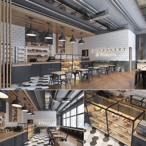 modelo 3d Modern Bakery and Patisserie Store Interior - TurboSquid 2009457