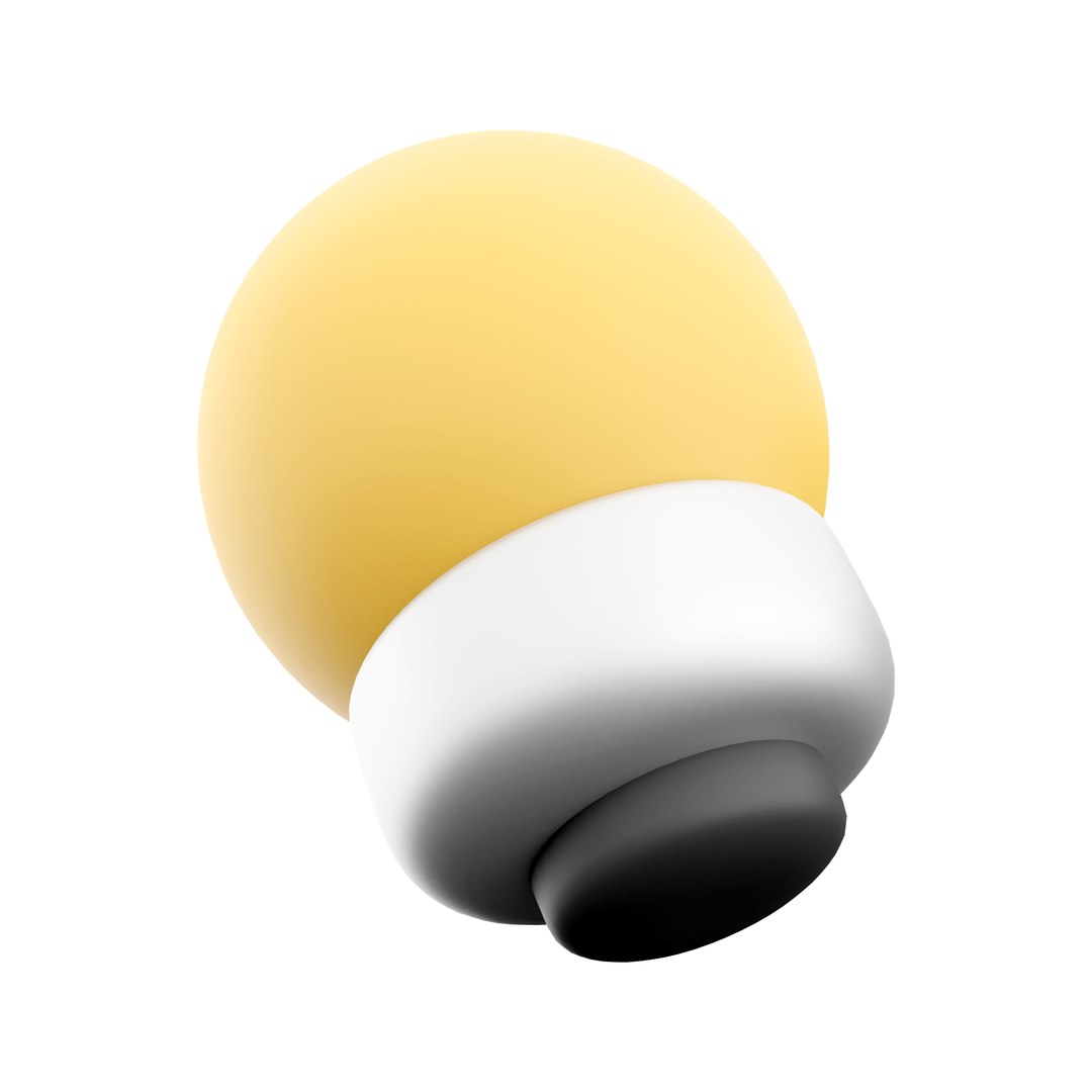 Cartoon Style Minimal Yellow Light Bulb Icon 3D Model - TurboSquid 2074498