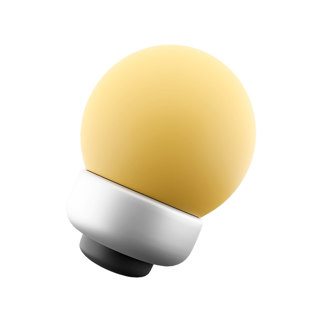 Cartoon Style Minimal Yellow Light Bulb Icon 3D Model - TurboSquid 2074498