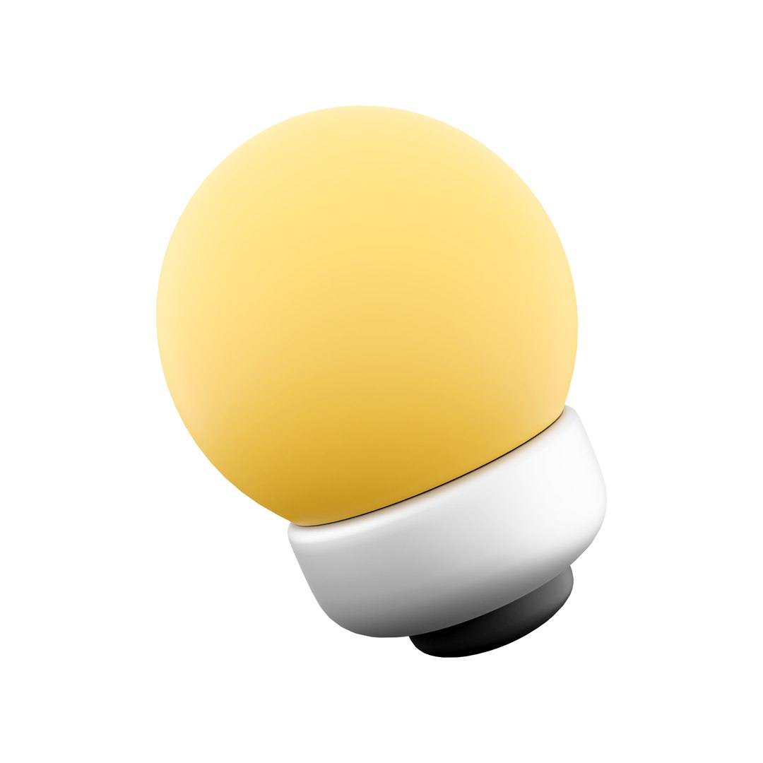 Cartoon Style Minimal Yellow Light Bulb Icon 3D Model - TurboSquid 2074498